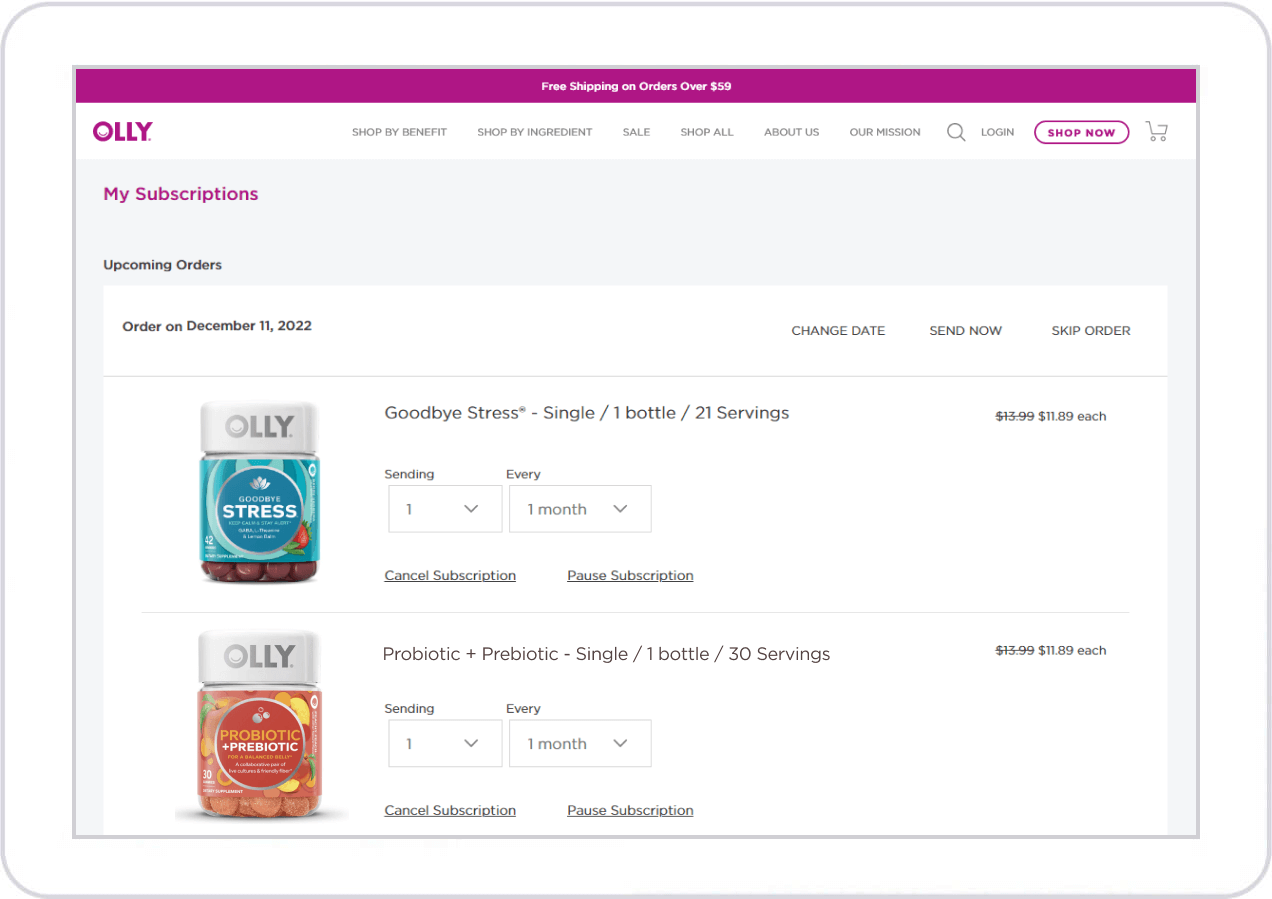 OLLY grew their subscriber base by 73% in 12 months thanks to Ordergroove